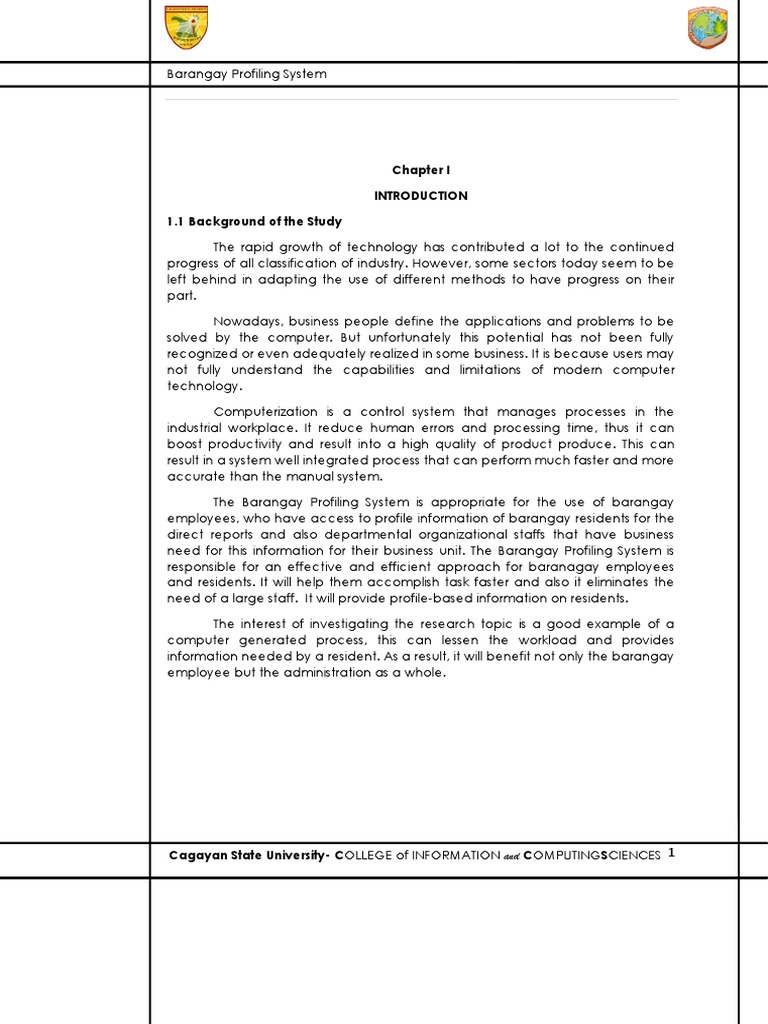 Barangay Profilling Information System | PDF | Information Technology ...