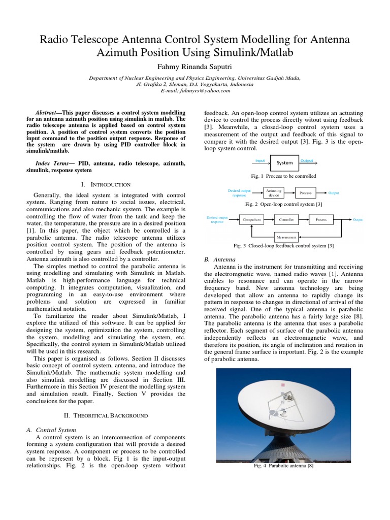 Radio Telescope Antenna Control System Modelling For Antenna Azimuth ...
