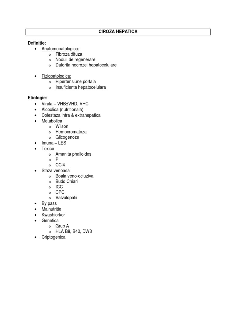 Ciroza Hepatica Definitie | PDF | Liver | Medical Specialties