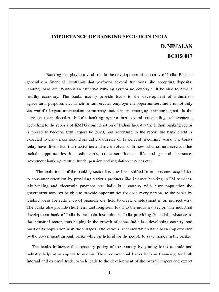 Importance of Banking in India's Economy | PDF | Economic Development ...