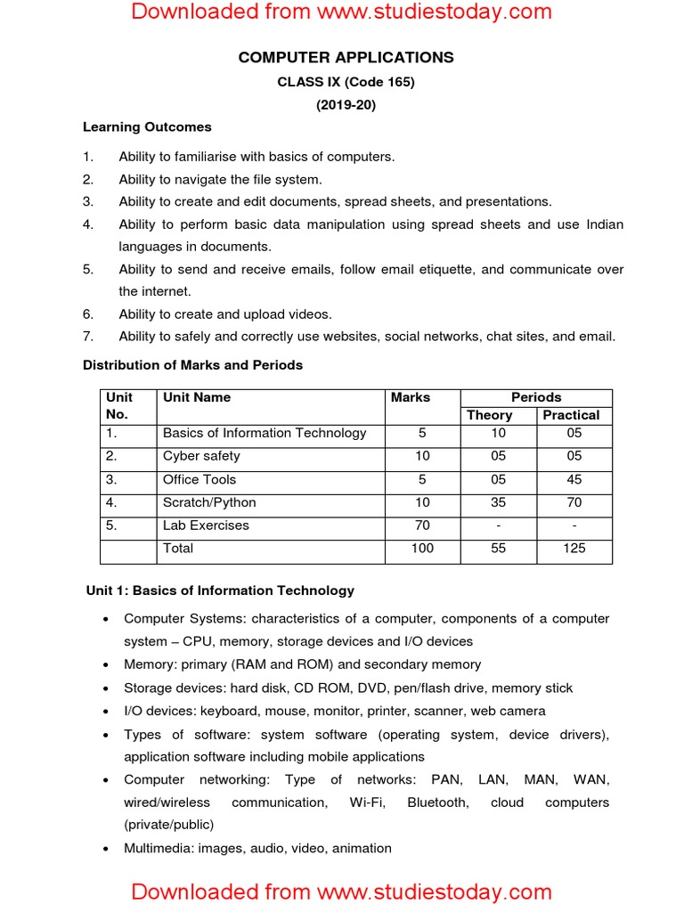 Computer Applications Class IX and X Syllabus | PDF | File Transfer ...