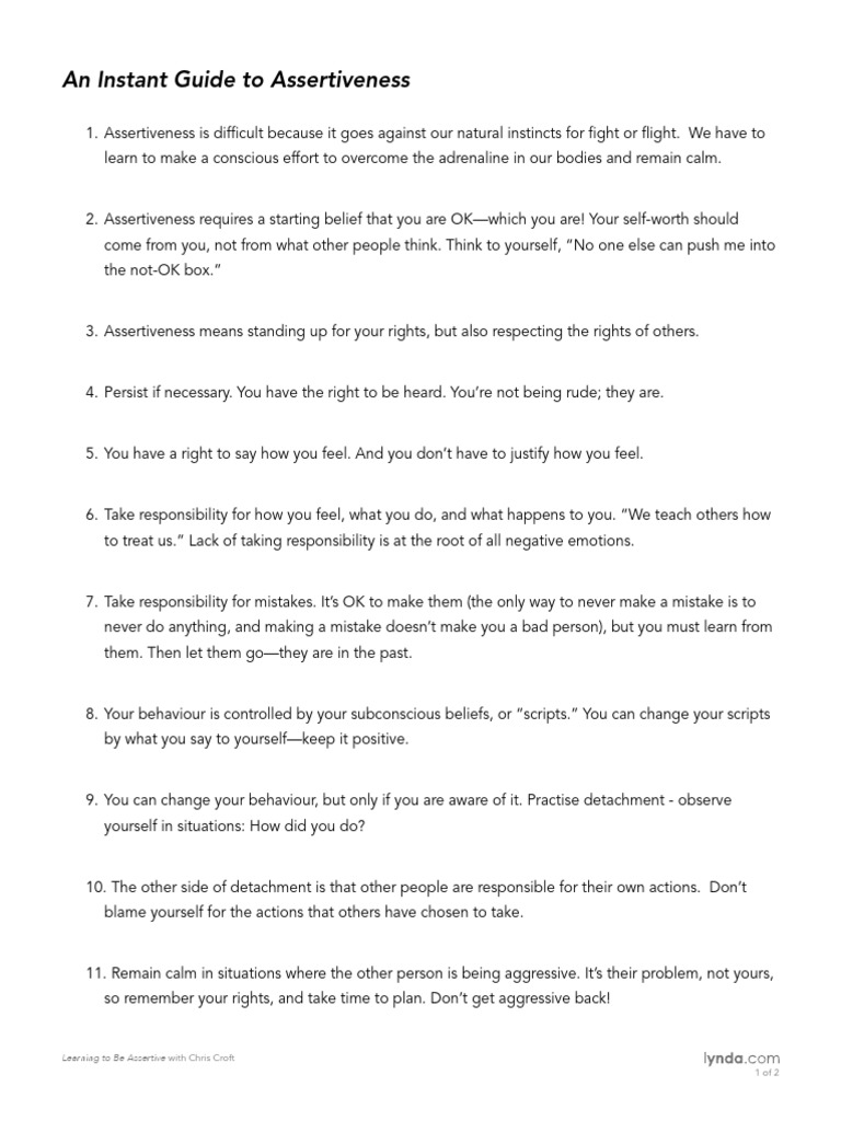 An Instant Guide To Assertiveness PDF | PDF | Metaphysics Of Mind ...