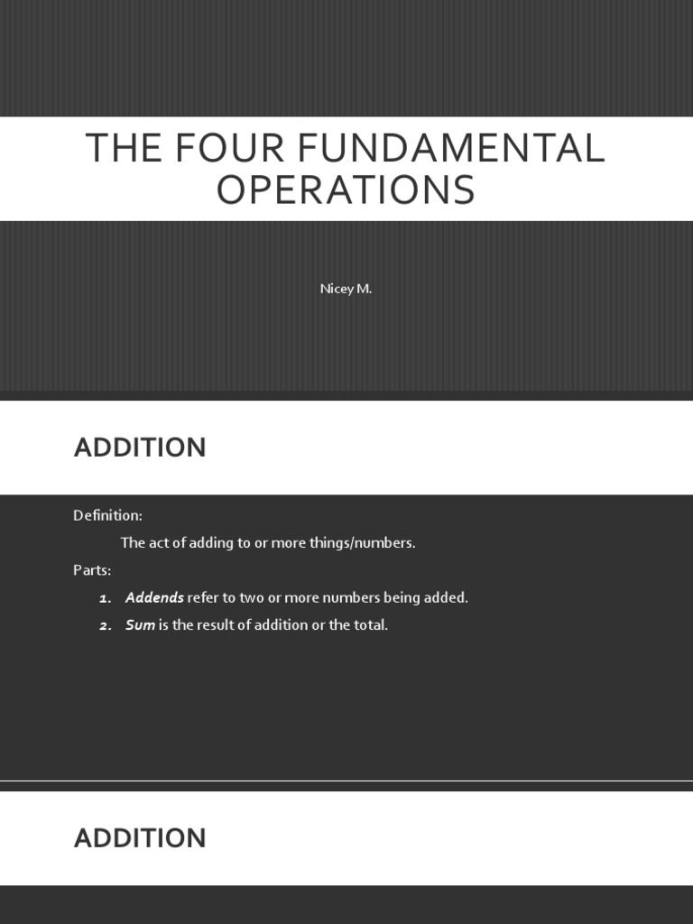 The Four Fundamental Operations | PDF