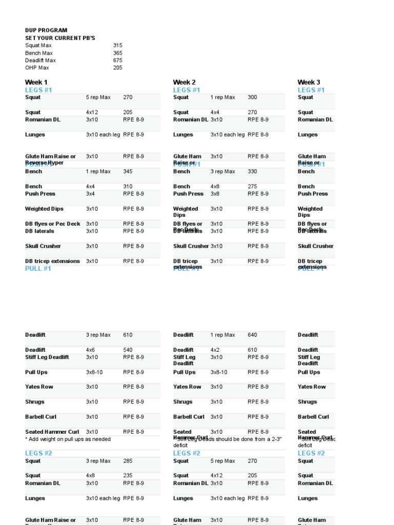 Dup Program Dylan David Laid | PDF | Weight Training | Games Of ...