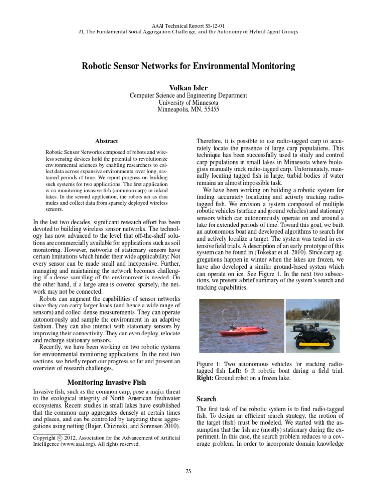 Robotic Sensor Networks | PDF | Wireless Sensor Network | Environmental Monitoring