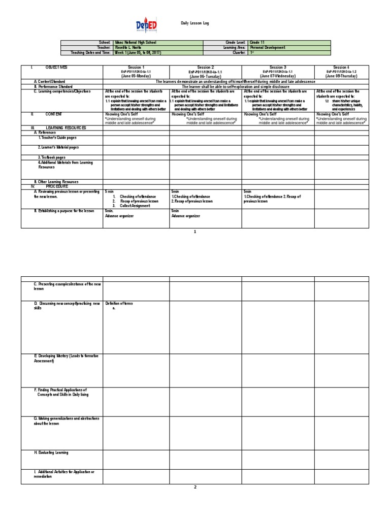DLL PerDev Week 10 | PDF | Teachers | Educational Psychology
