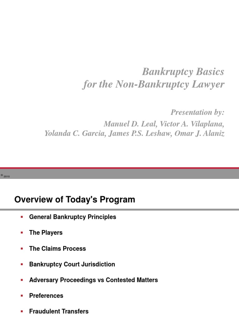 Bankruptcy Basics For The Non-Bankruptcy Lawyer | PDF | Bankruptcy ...