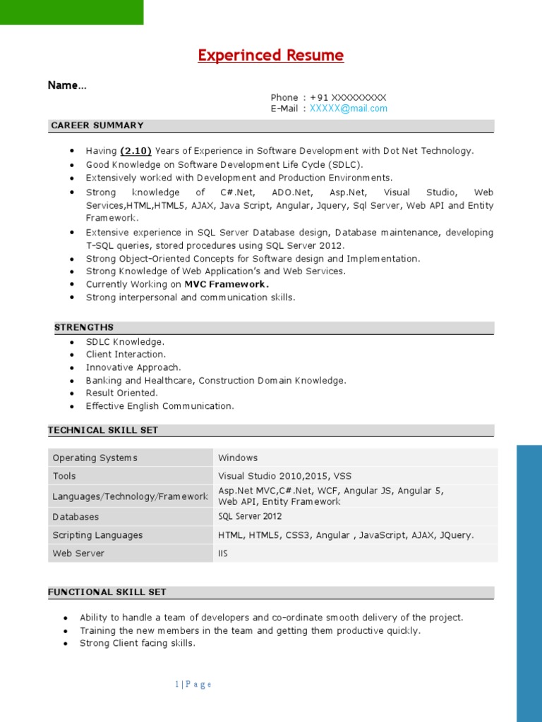 Experiance Resume by MR - RN Reddy | PDF | Web Application | Microsoft Sql Server