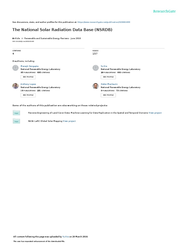 The National Solar Radiation Data Base (NSRDB) : Renewable and ...