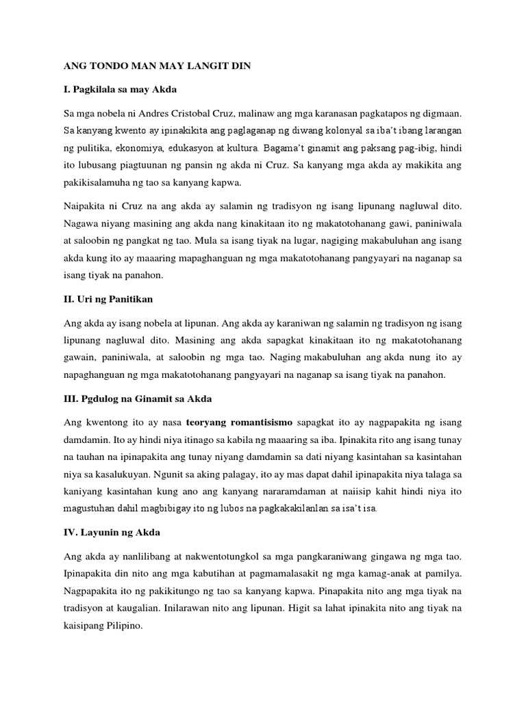 Ang Tondo Man May Langit Din | PDF