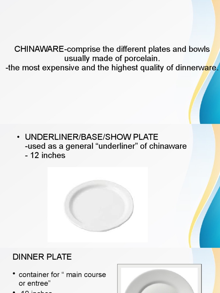 CHINAWARE-comprise The Different Plates and Bowls Usually Made of ...
