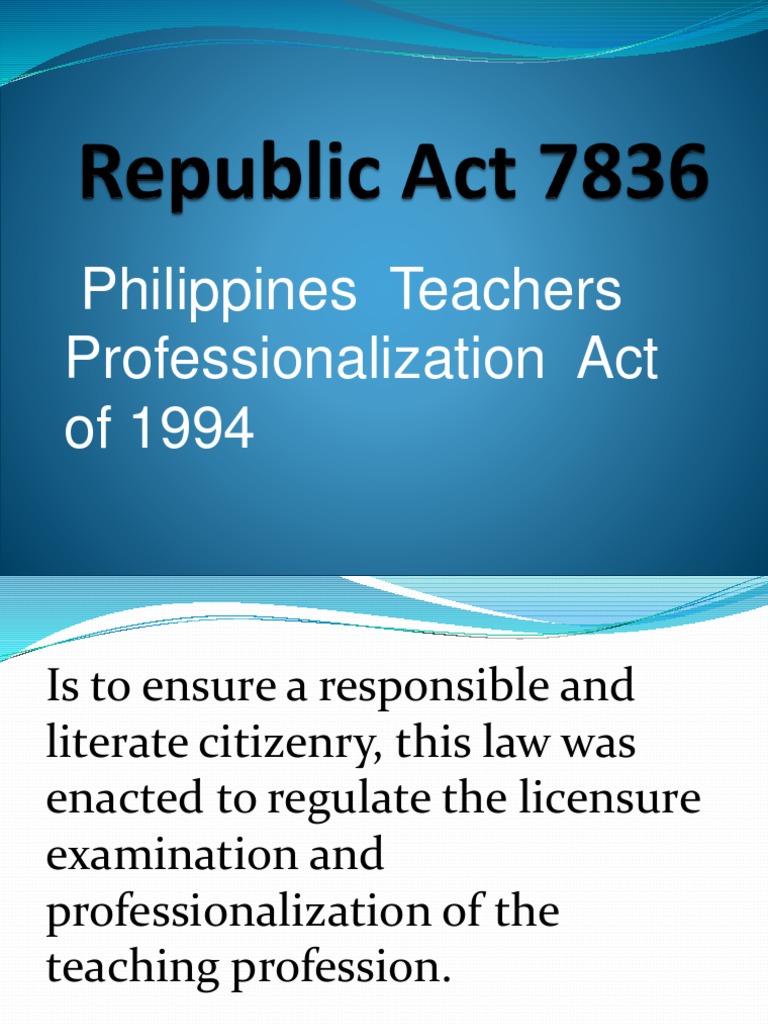 Philippines Teachers Professionalization Act of 1994 | PDF
