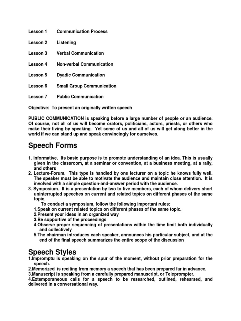 Speech Forms | PDF | Public Speaking | Communication