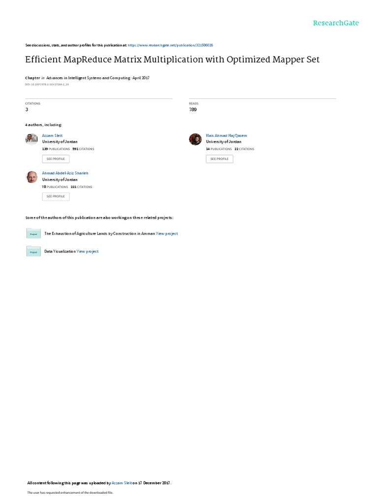 Efficient Mapreduce Matrix Multiplication With Optimized Mapper Set ...