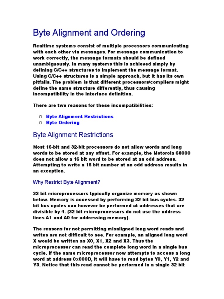 Byte Alignment And Ordering Pdf Digital Electronics Computer Hardware