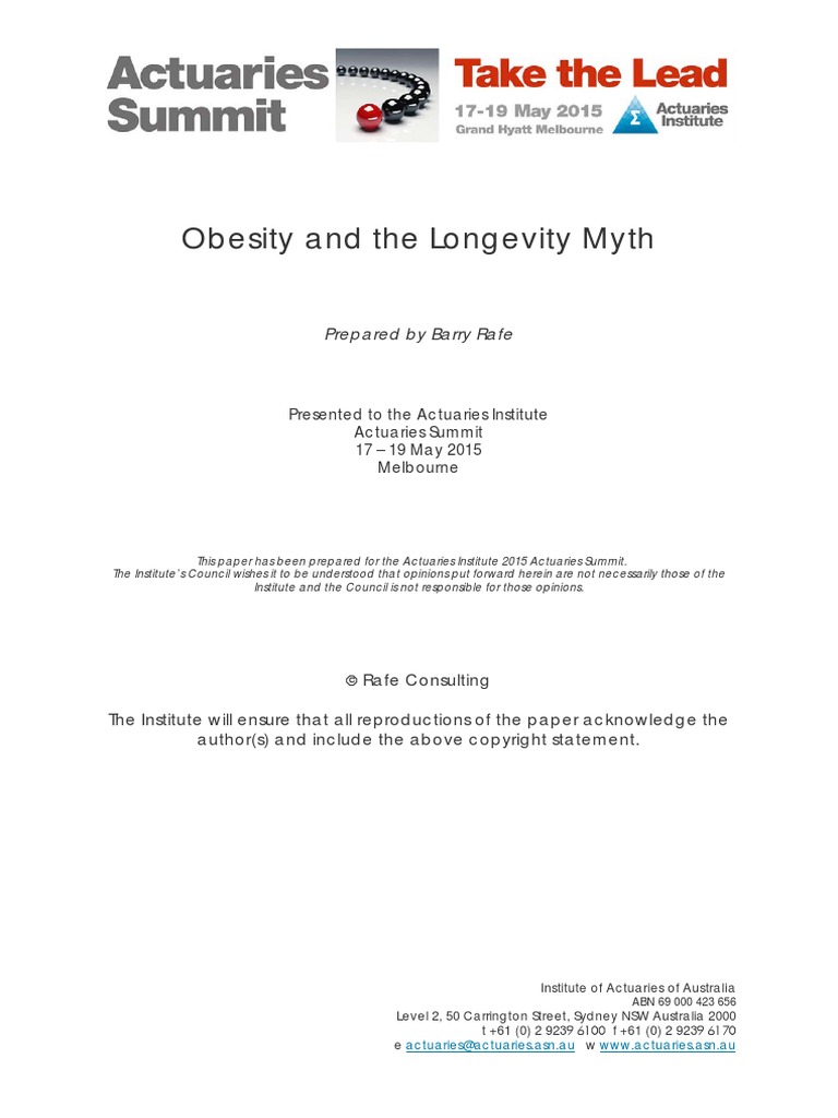 Obesity and The Longevity Myth | Download Free PDF | Obesity | Body ...