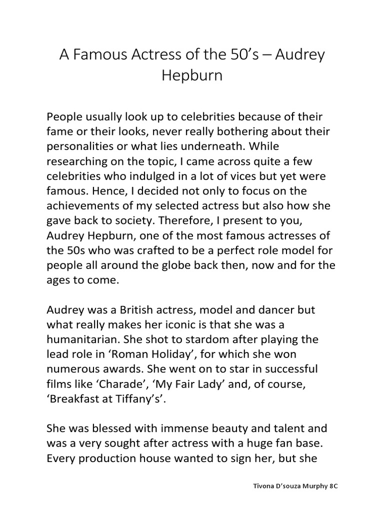 A Speech On Audrey Hepburn | PDF