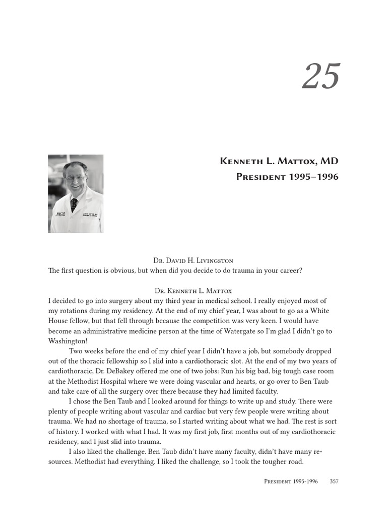 25 Kenneth L. Mattox MD 1995-1996 PDF | PDF | Cardiothoracic Surgery ...