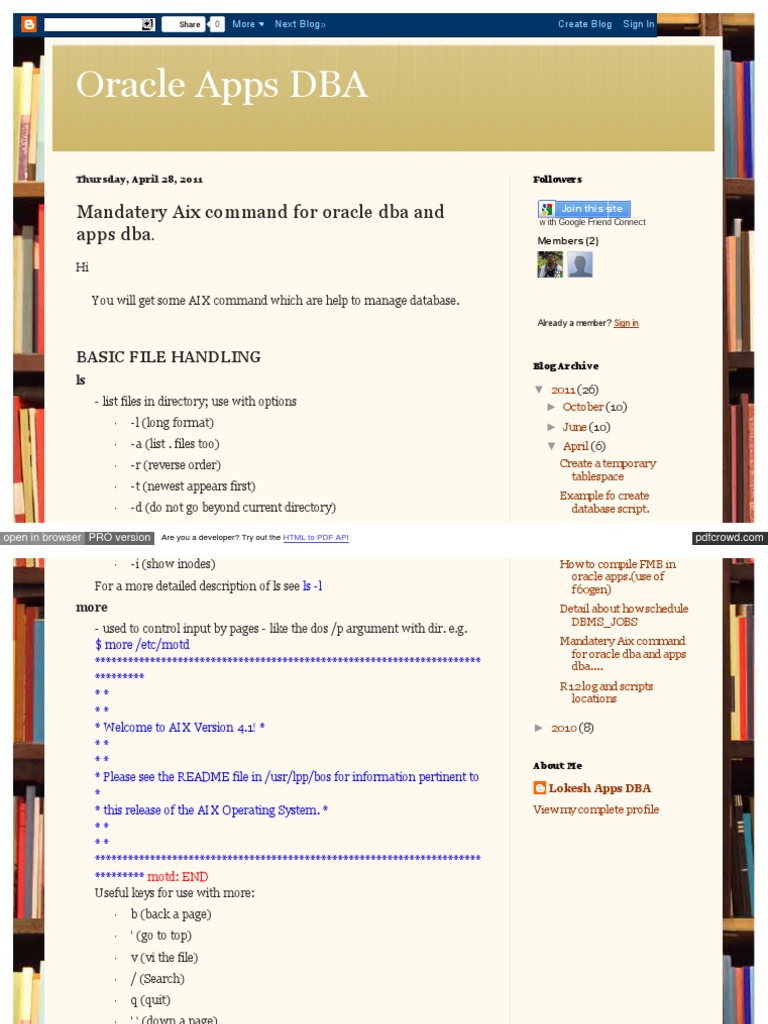 Mandatery Aix Command For Oracle Dba and Apps Dba | PDF | File Transfer Protocol | System Software