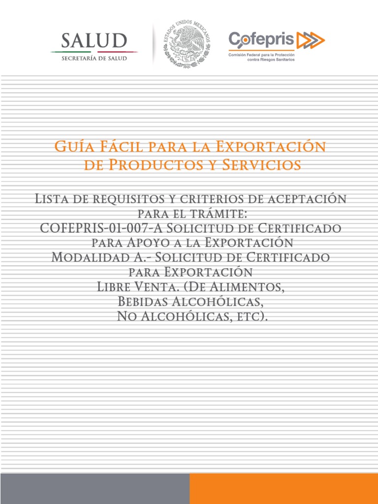 Guia Facil para Certificados de Exportacion Libre Venta | PDF | Suplementos dietéticos | Marca ...