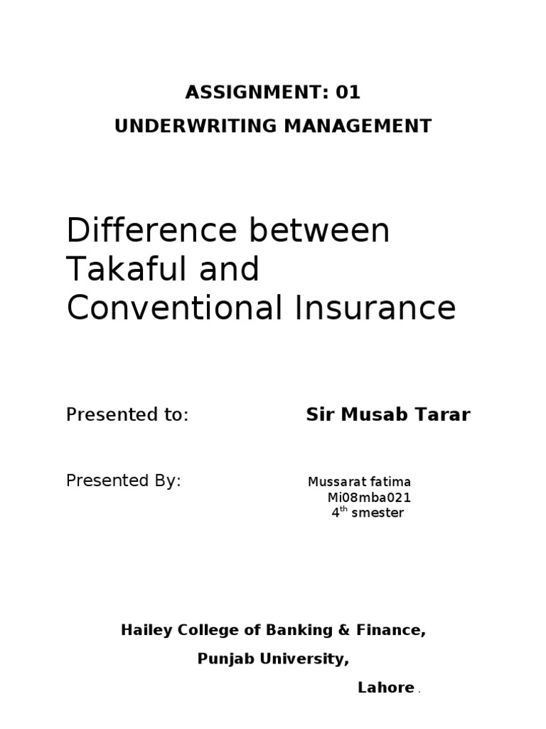 Takaful vs Conventional Insurance Explained | PDF | Insurance | Life ...