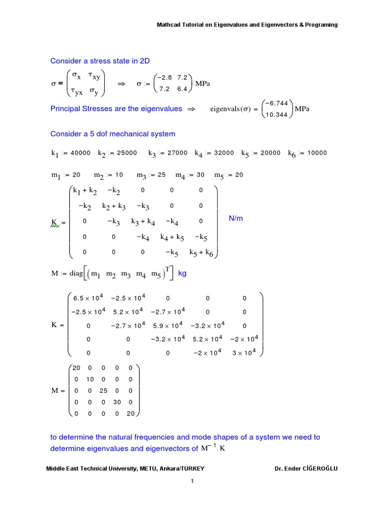 Mathcad - Eigenvalues - Eigenvectors PDF | PDF