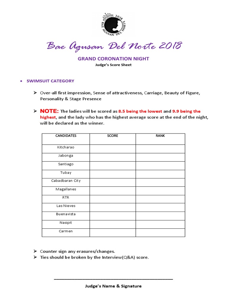 Sample Criteria For Judging | PDF