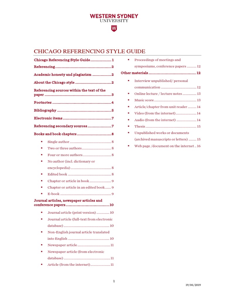 Chicago Referencing Style Guide | PDF | Citation | Writing