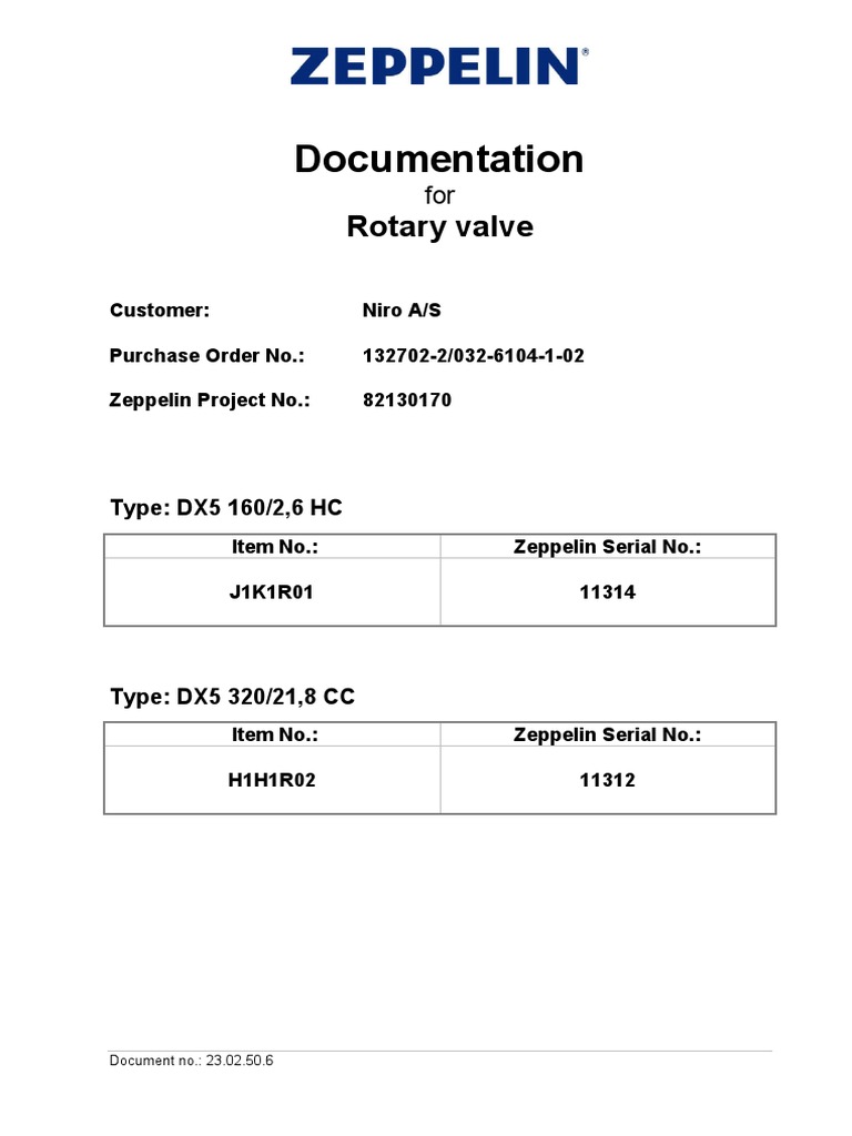 Zeppelin - Rotary Valve - dx5 160-2,6 HC | PDF | Valve | Electric Motor