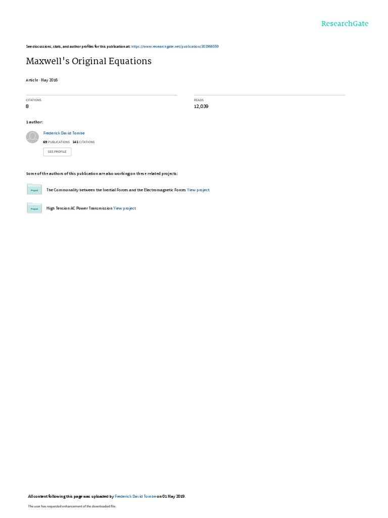 Maxwell's Original Equations: Article | PDF | Luminiferous Aether ...