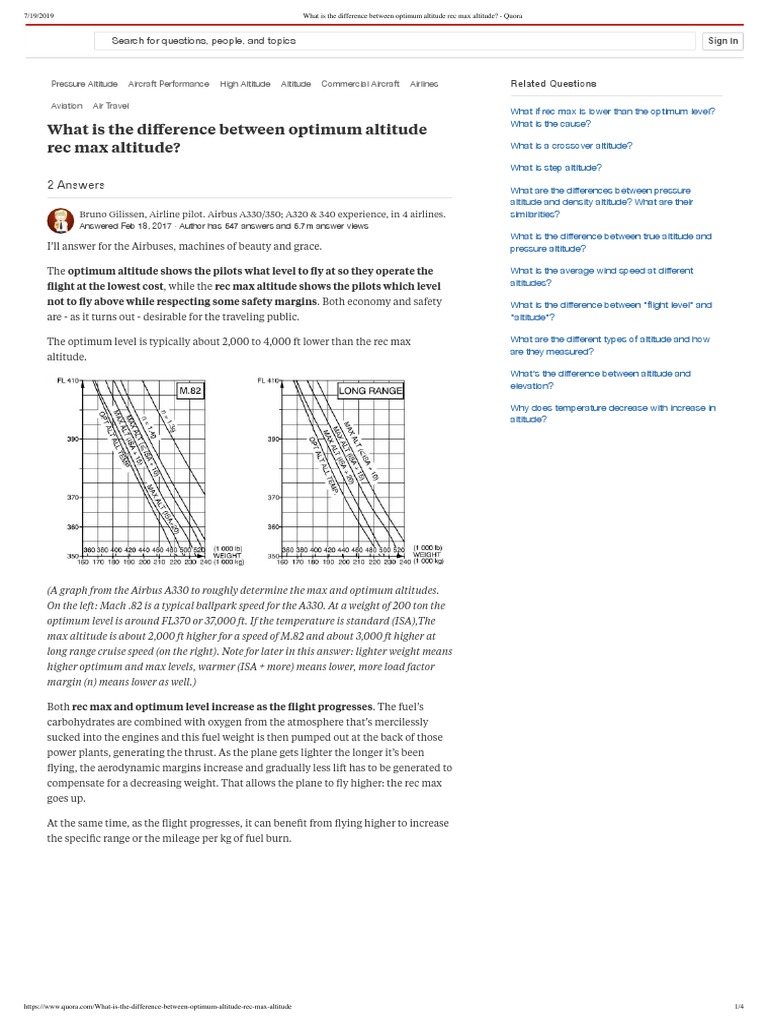 Rec Max VS Opt Alt | PDF | Altitude | Atmosphere Of Earth