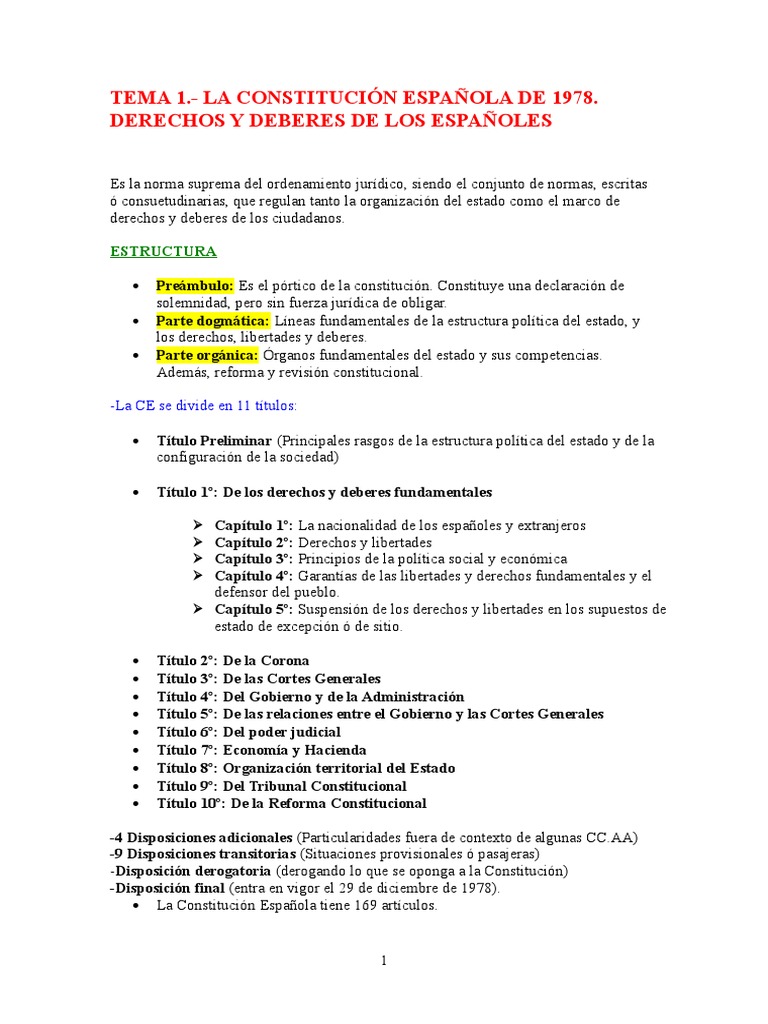 Esquema Constitucion Española de 1978 | Ciencias Políticas | Gobierno | Prueba gratuita de 30 ...