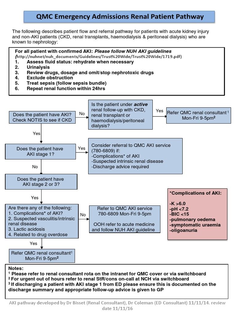 AKI Pathway (Nottingham University Hospitals April 2015) | PDF | Renal ...
