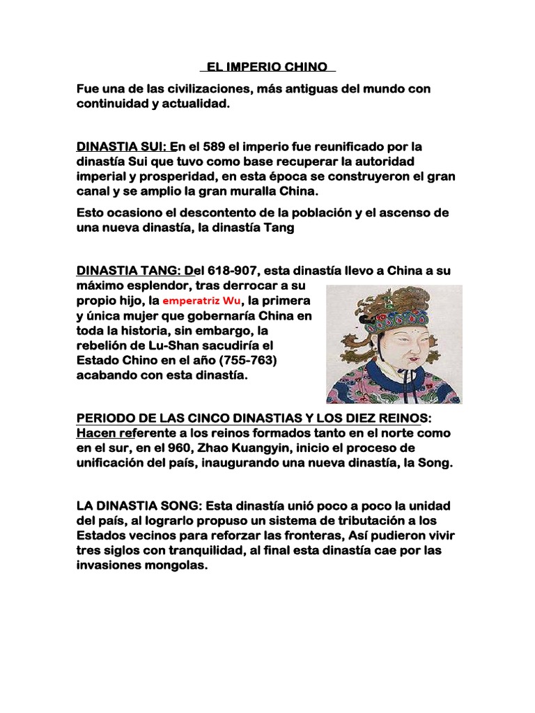 Características del Imperio Chino | PDF | Historia