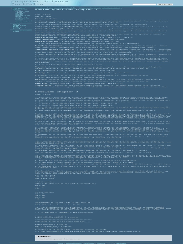 Review Questions Chapter 3 - Computer Science Portfolio | PDF | Central Processing Unit | Input ...
