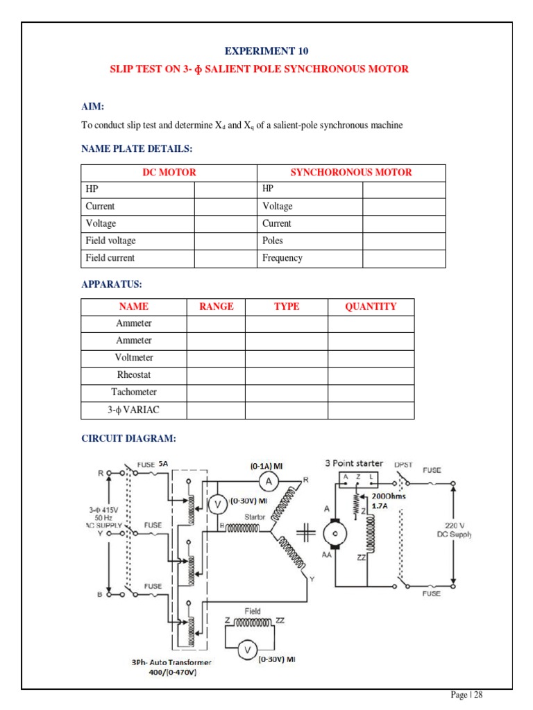 Slip Test On Salient Pole Machine | PDF | Electric Motor | Voltage