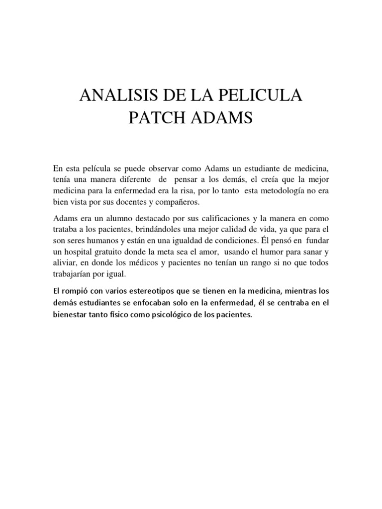 Analisis de La Pelicula Patch Adams | PDF | Medicina | Cuidado de la salud