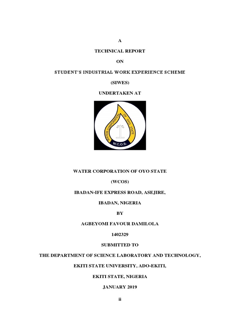 SIWES Report on Water Treatment in Oyo | PDF | Chemistry | Physical ...