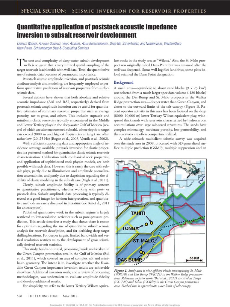 Le Seismic Inversion PDF | PDF | Reflection Seismology | Petroleum ...