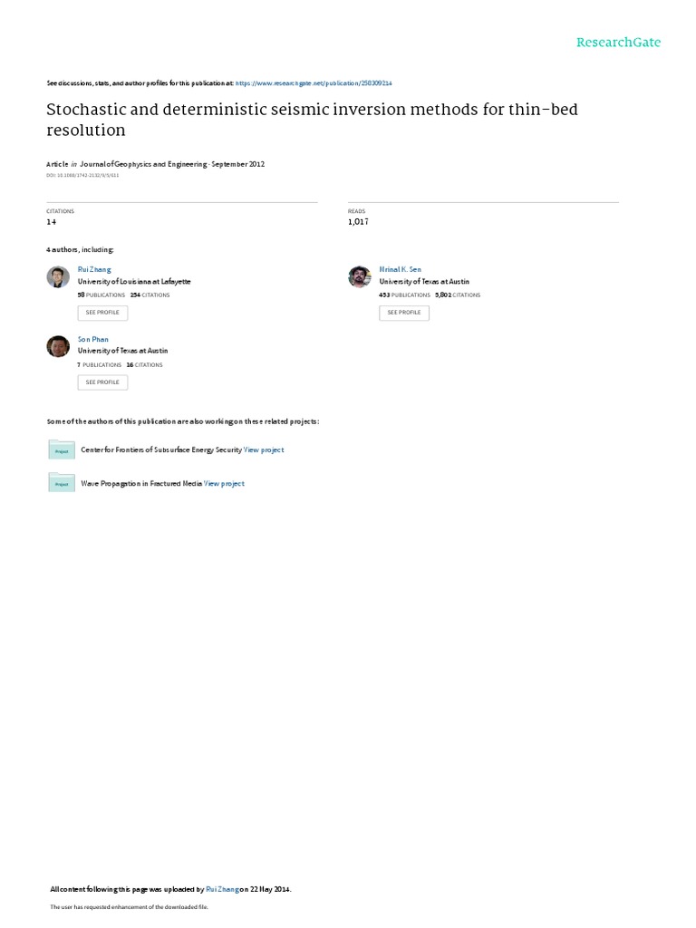 Stochastic And Deterministic Seismic Inversion Met Pdf Pdf Spectral Density Mathematical