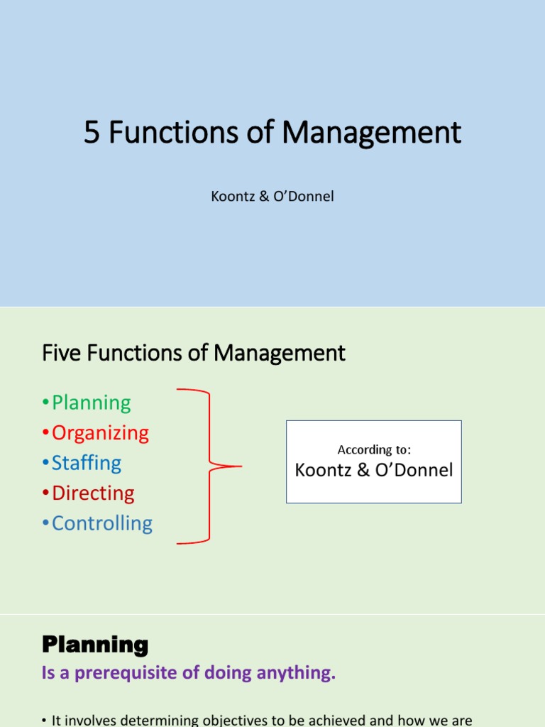 Five Functions of Management Explained | PDF