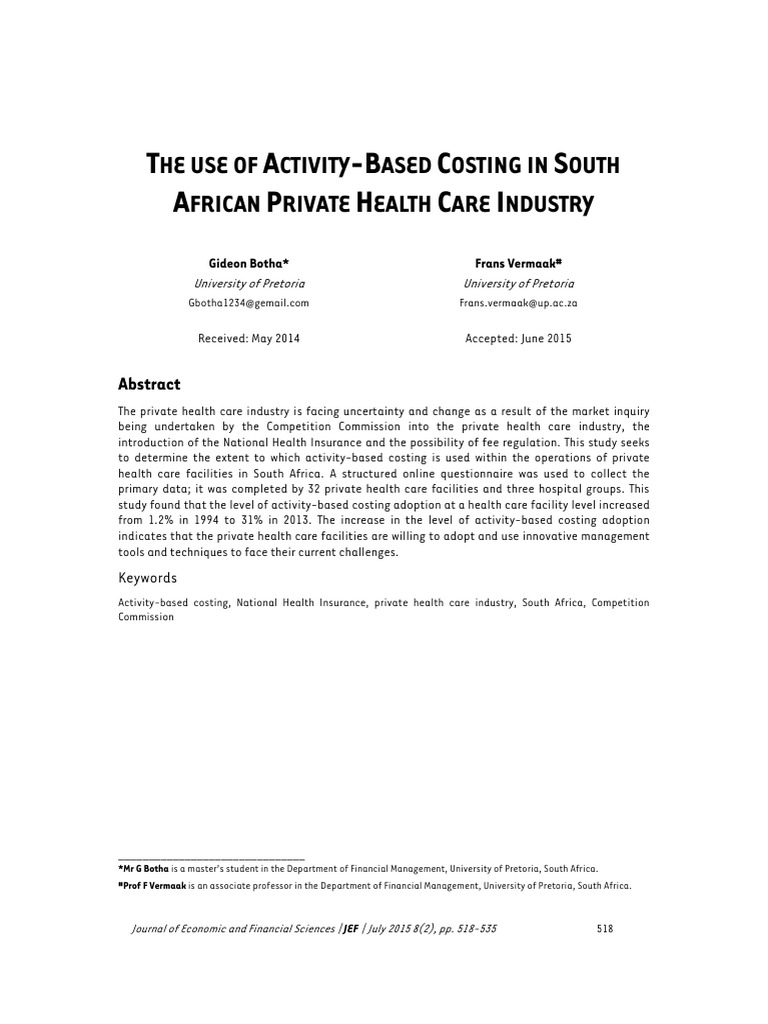 ABC Costing | PDF | Survey Methodology | Health Care