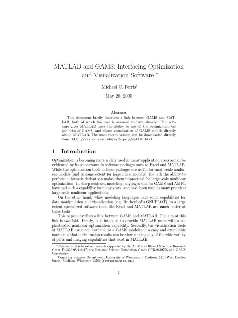 Matlab And Gams Difference Pdf Matlab Parameter Computer Programming