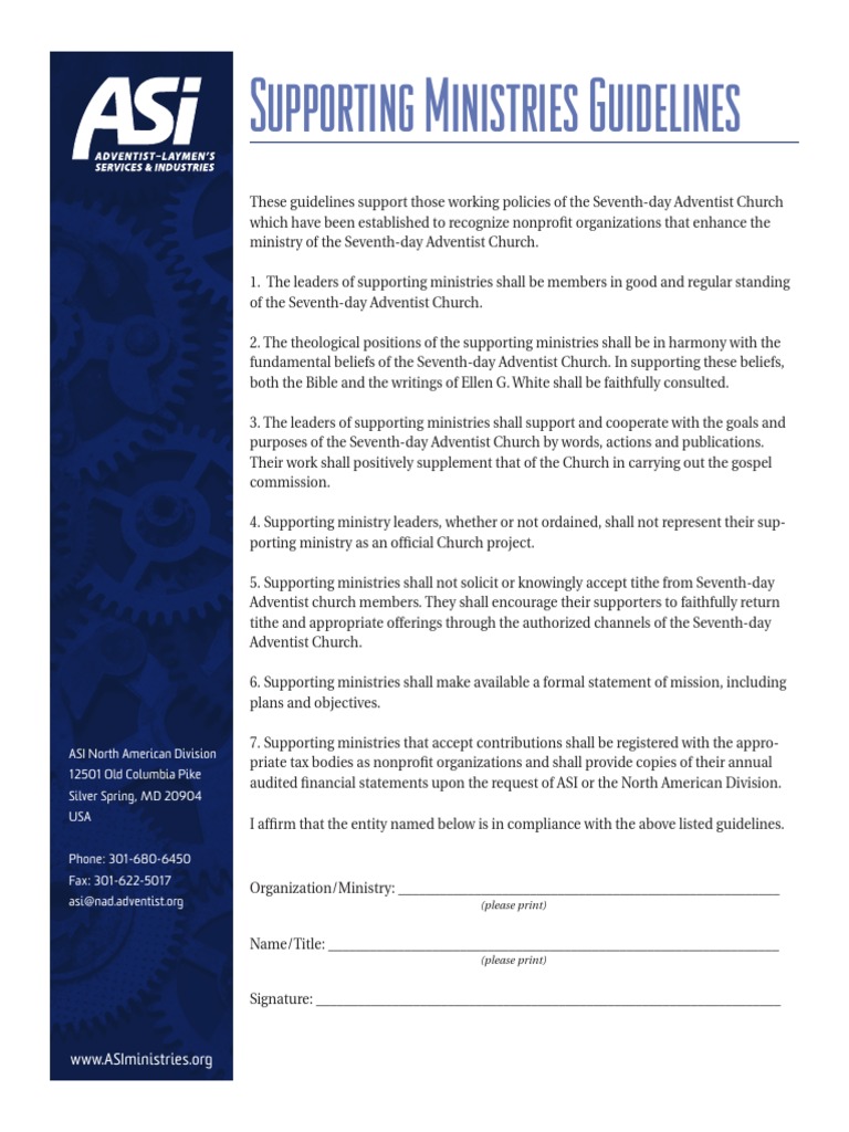 ASI 2012 Supporting Ministries Guidelines Fillable PDF | PDF | Seventh ...