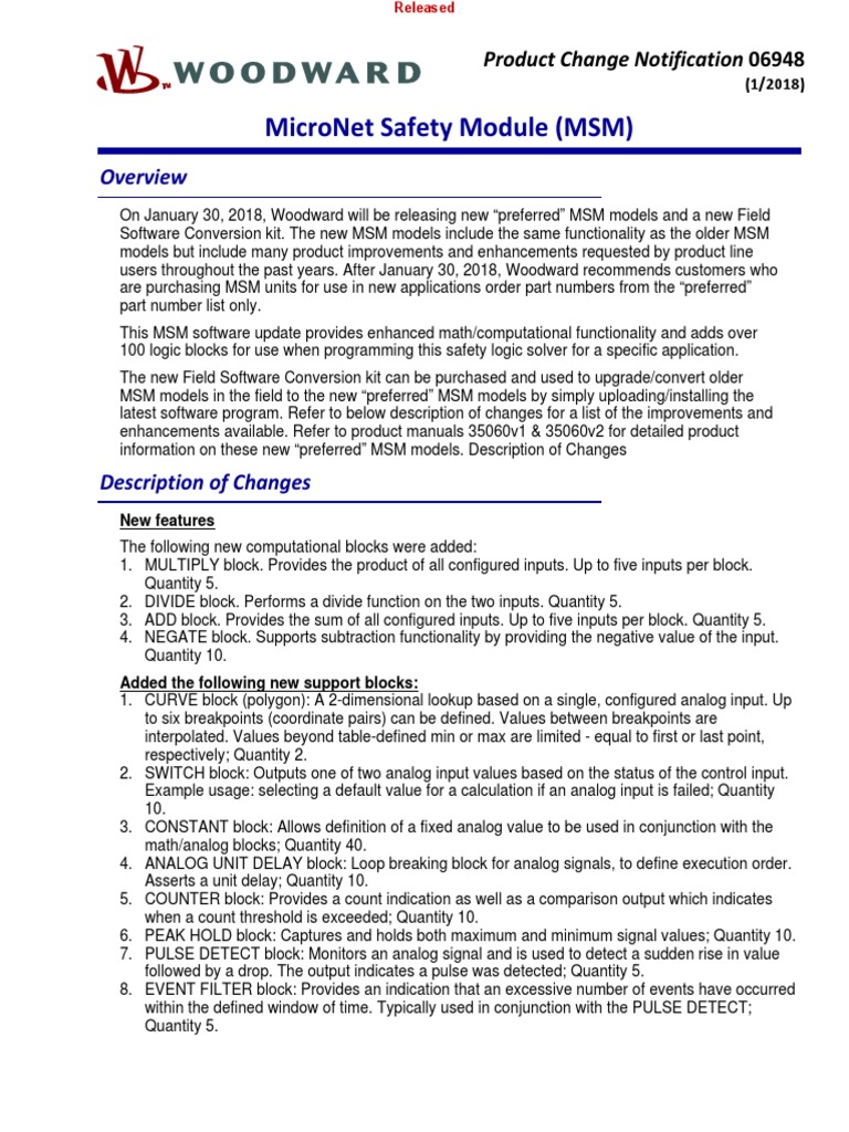 Micronet Safety Module (MSM) : Product Change Notification 06948 | PDF ...