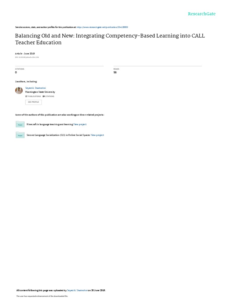 Balancing Old and New: Integrating Competency-Based Learning Into CALL ...