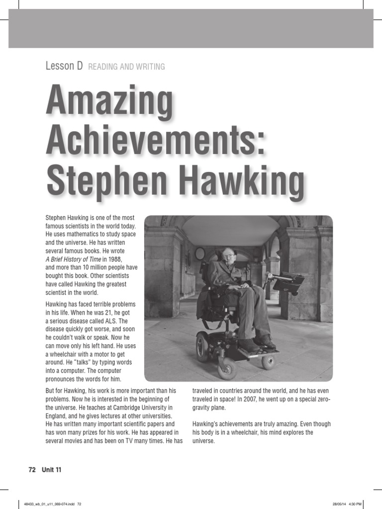 Amazing Achievements: Stephen Hawking: Lesson D | PDF