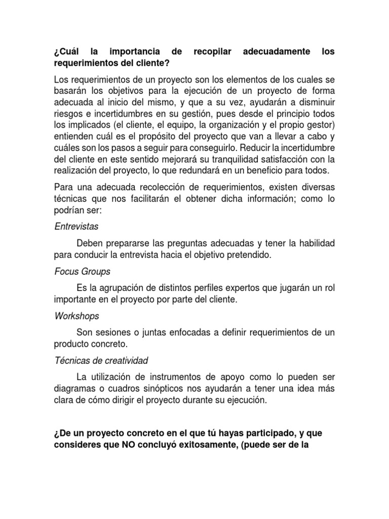 Requerimientos de Clientes en Un Proyecto | PDF | Business