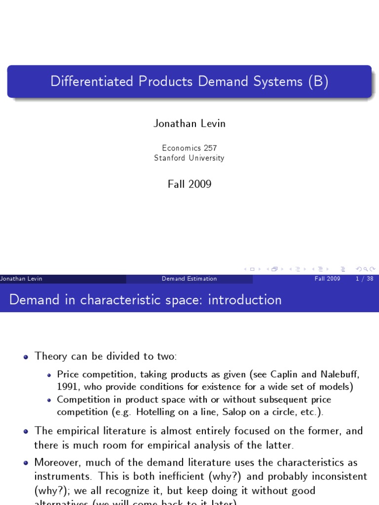 BLP Demand Estimation | PDF | Logistic Regression | Demand