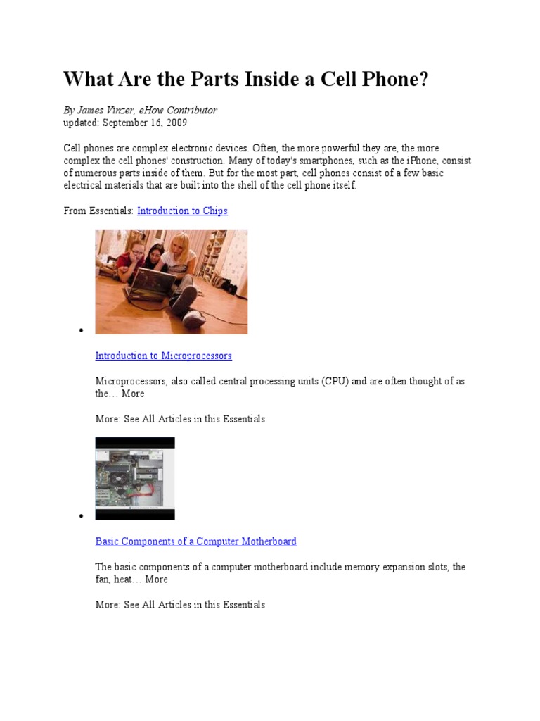 What Are The Parts Inside A Cell Phone | PDF | Microprocessor | Central ...